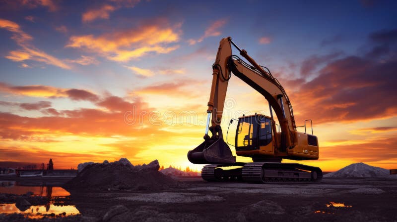 Excavator for Earthwork Operations Blueprint Stock Vector ...