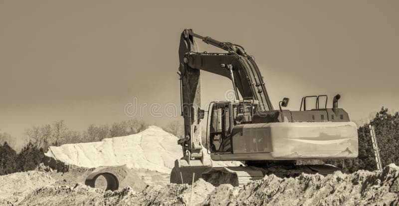 Crawler Excavator Front View Digging on Demolition Site Stock Image ...