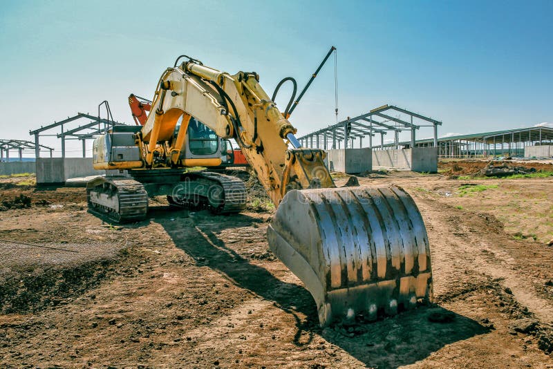 Crawler Excavator Front View. Special Equipment for Construction ...