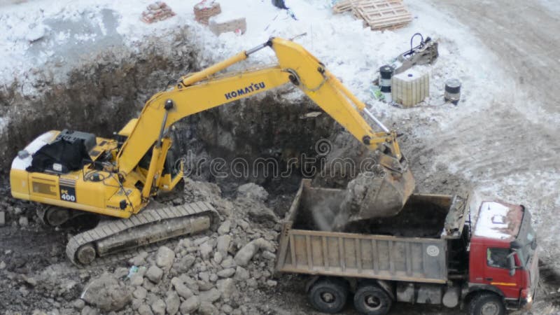 Crawler Excavator Working at a Construction Site Stock Footage - Video ...
