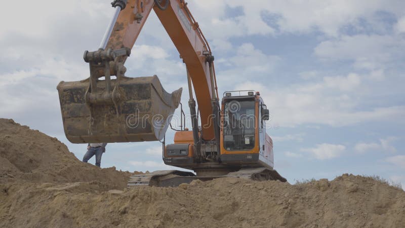 Crawler Excavator Works on Excavation of Construction Pit Stock Video ...