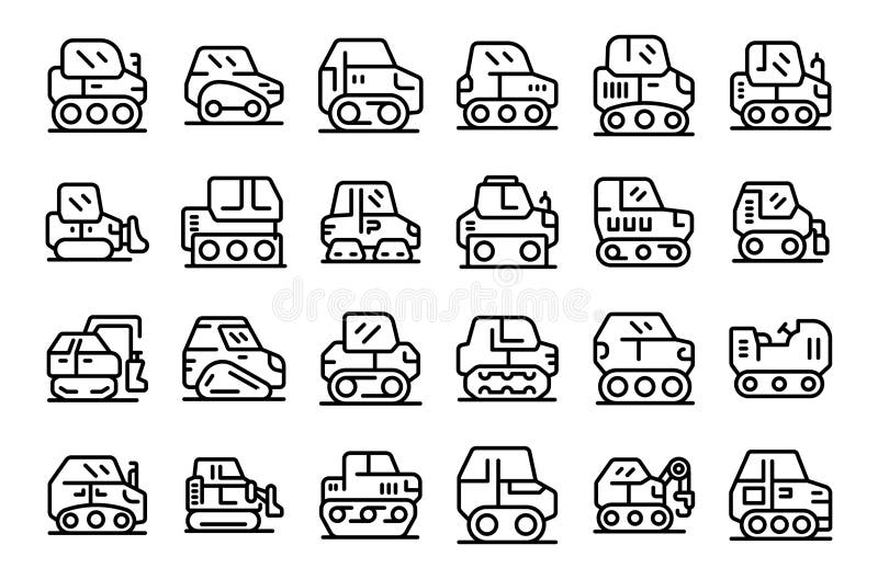 Crawler Icons Set Outline Vector. Construction Industry Stock Vector ...
