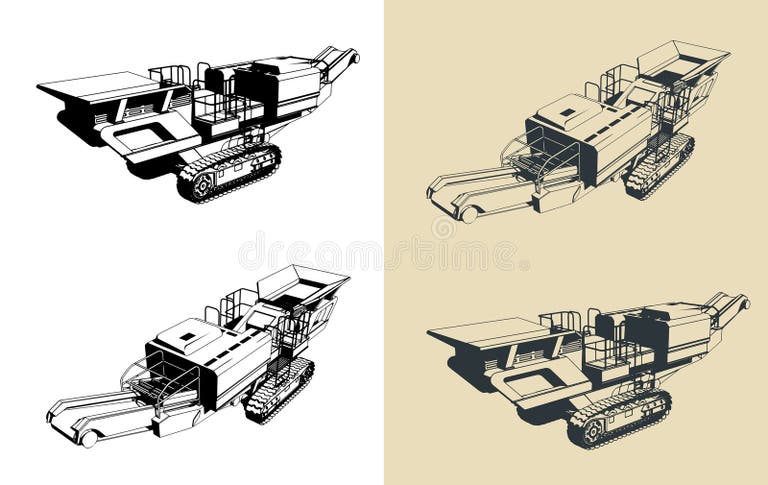 Crawler Mobile Crusher Illustrations Stock Vector - Illustration of ...
