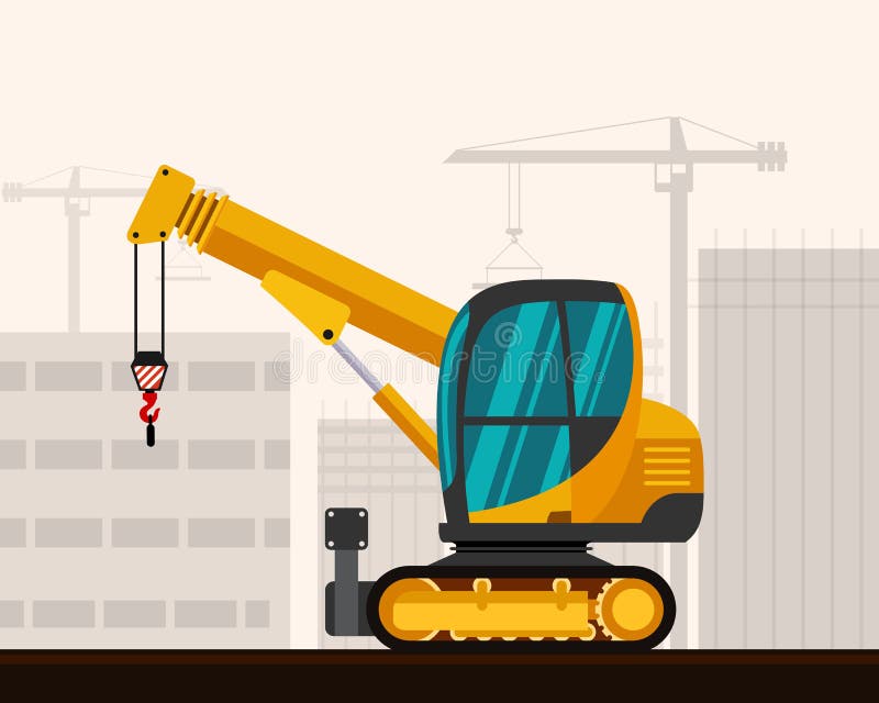 Crawler Telescopic Boom Mini Crane Stock Vector - Illustration of ...