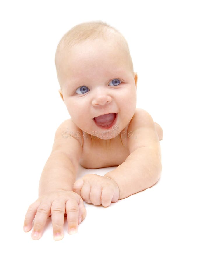 Crawling baby stock photo. Image of eyes, adorable, towel - 10820144