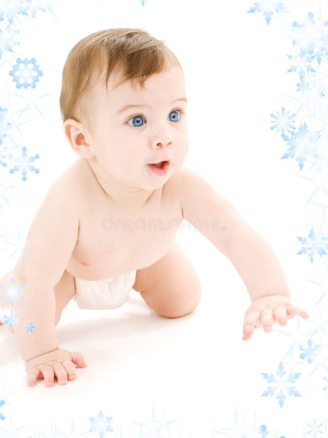 Crawling Baby Boy in Diaper Stock Image - Image of beautiful, blueeyed ...
