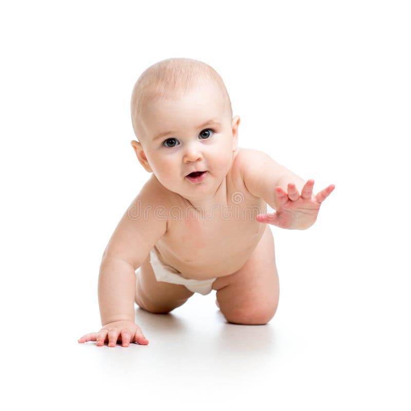 Crawling baby girl stock image. Image of looking, care - 29728269