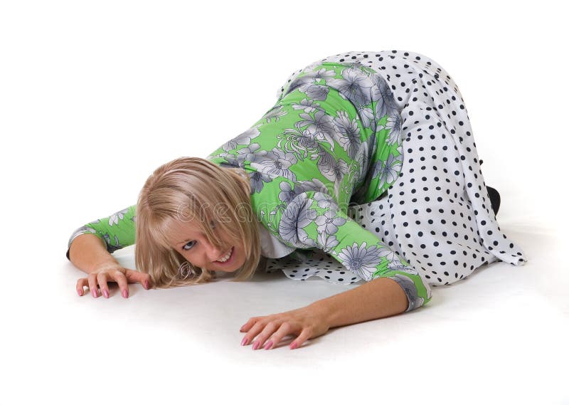 Crawling and growling girl stock image. Image of finding - 2261729