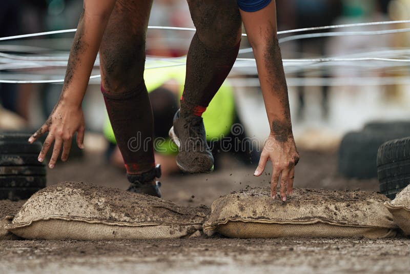Crawling Passing Under a Barbed Wire Obstacles Stock Photo - Image of ...