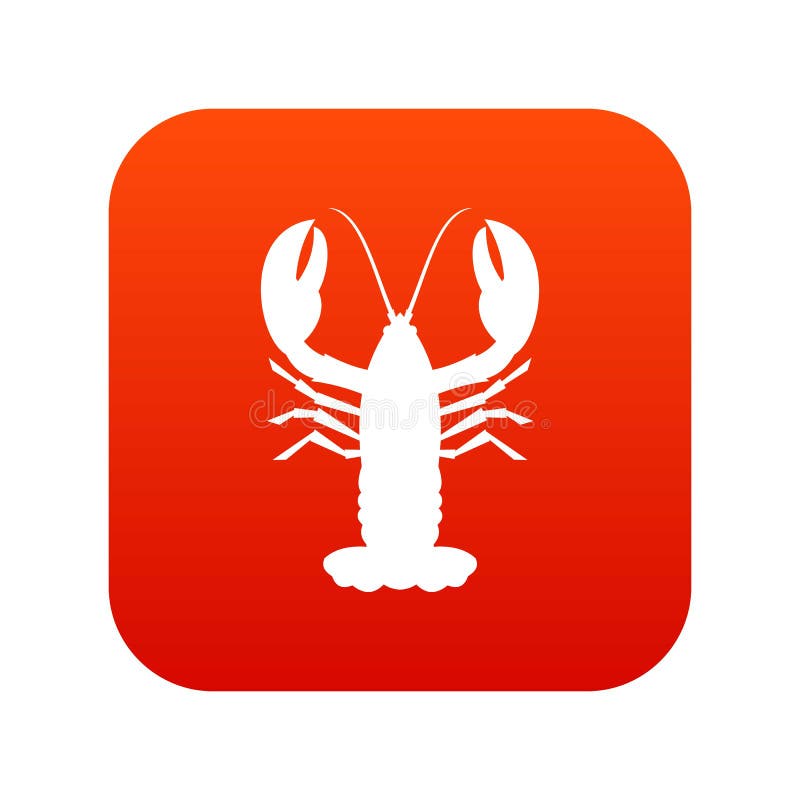 Crayfish icon digital red stock vector. Illustration of fishing - 101919629