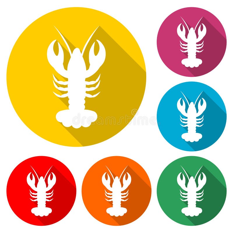 Crayfish Icon in Flat Style Isolated with Long Shadow Stock Vector ...