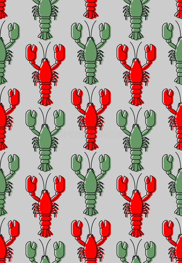 Crayfish Pattern Seamless. Sea Animal with Claws Background Stock ...