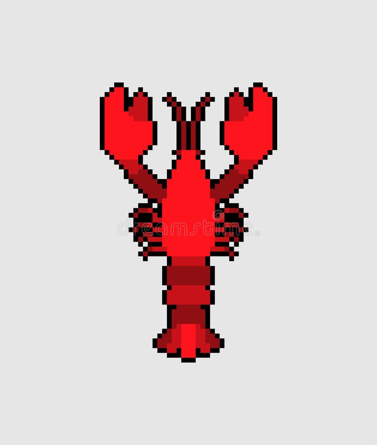 Crayfish Pixel Art. 8 Bit Sea Animal with Claws Stock Illustration ...