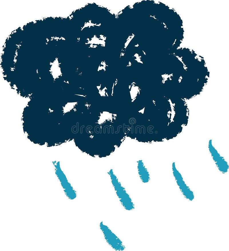 Crayon Art Rainy Cloud stock vector. Illustration of smile - 370150026