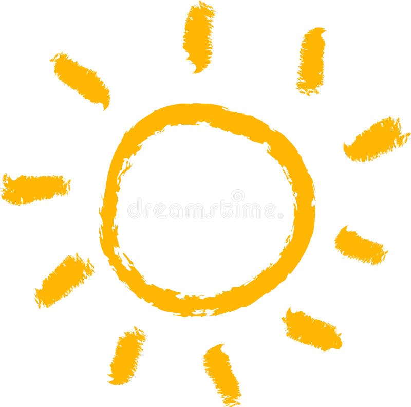 Crayon Art Shining Sun stock illustration. Illustration of pencil ...