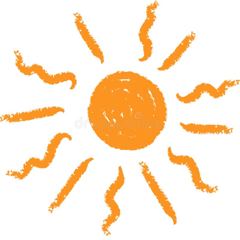 Crayon Art Shining Sun stock illustration. Illustration of sign - 370153749