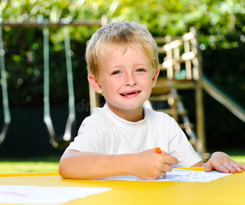 Crayon boy stock image. Image of education, happy, artist - 18402697