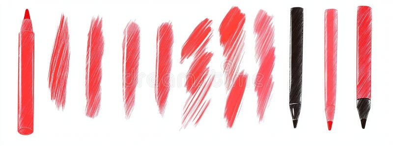 Crayon Brush Strokes Create a Red Underline, Highlighted by Chalk Pen ...