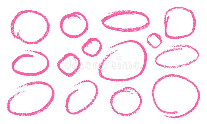 Crayon Circular Shapes Vector Set. Chalk Scribble Round Highlight ...