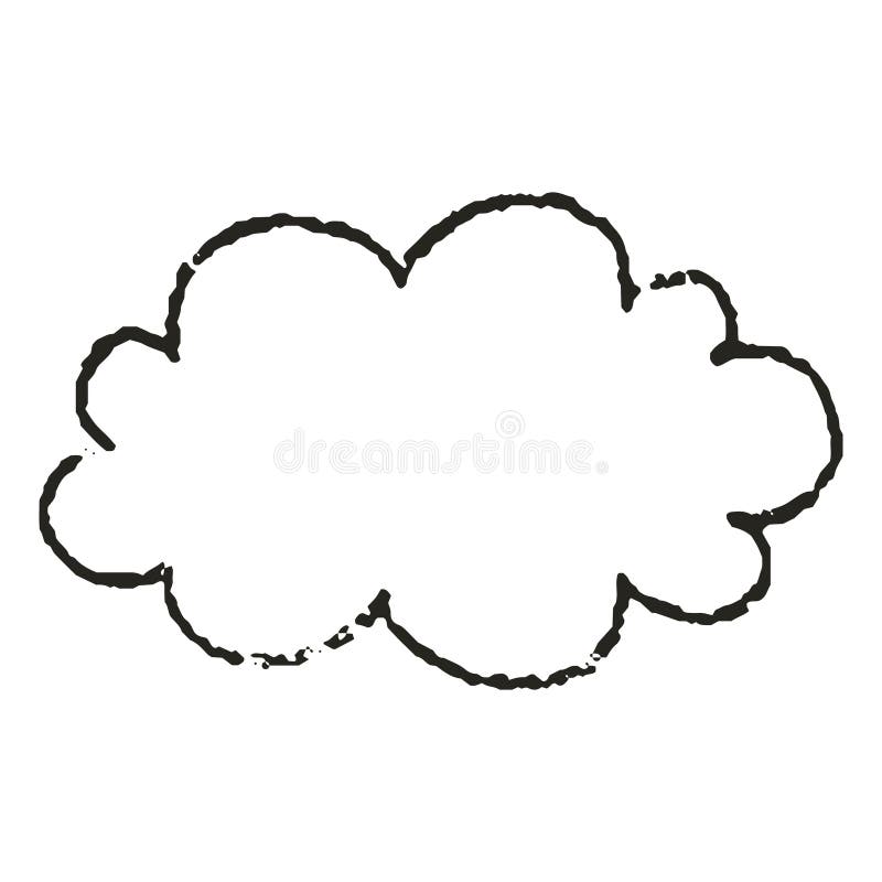 Crayon Cloud Shape, Cartoon Text Box Black Silhouette Chalk or Charcoal ...