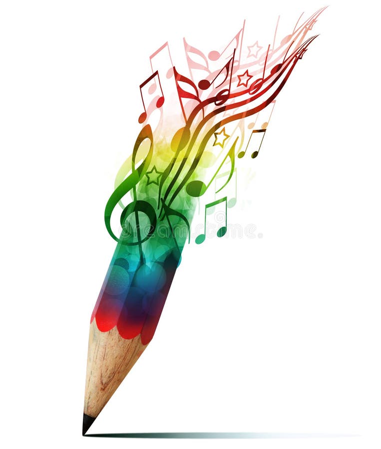 Crayon Créateur Avec Des Notes De Musique. Photographie stock libre de ...
