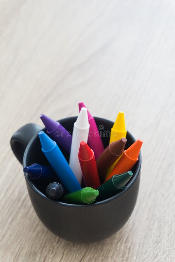 Crayon in a cup stock photo. Image of classroom, imagination - 81068096
