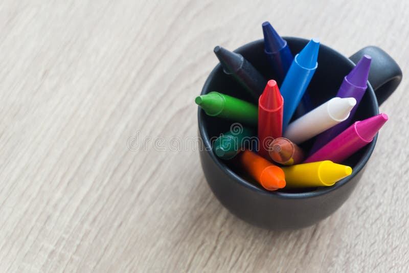 Crayon in a cup stock image. Image of colorful, imagination - 81068755