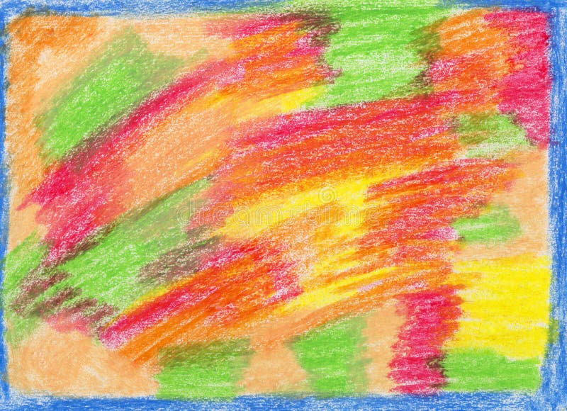 Crayon drawing, hand-drawn stock illustration. Illustration of colors ...