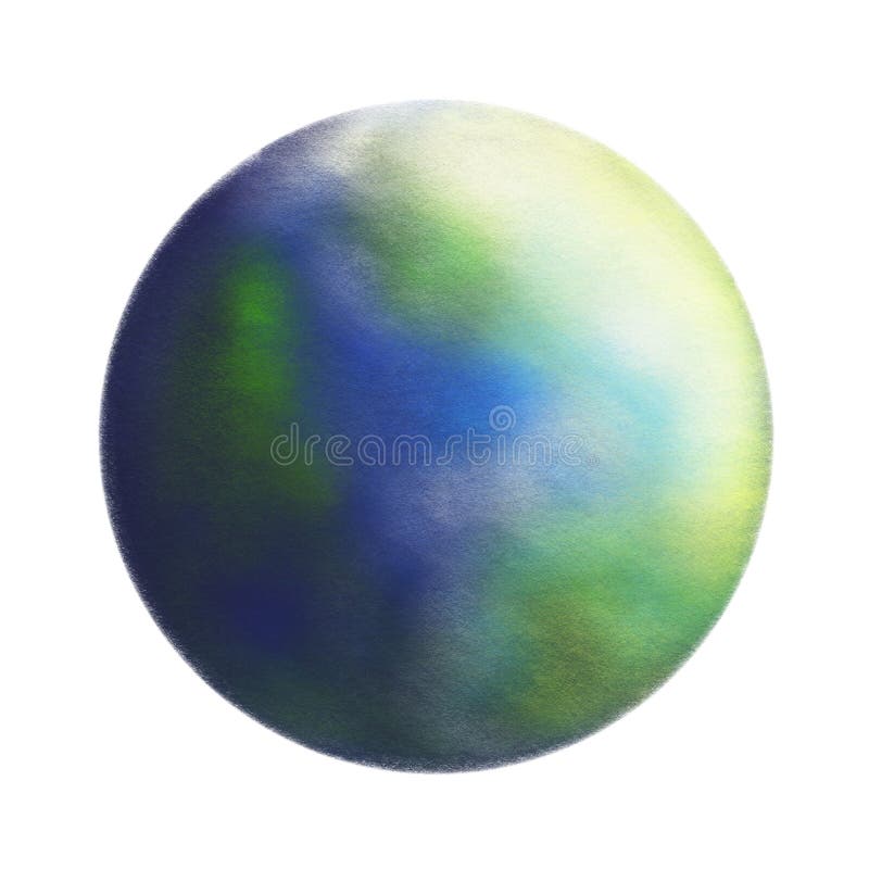Crayon Earth Isoalted with Side Sun Lighting Stock Illustration ...