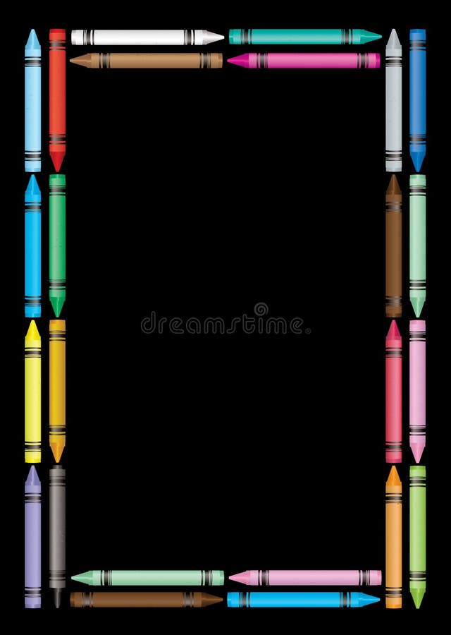 Crayon frame stock vector. Illustration of drawing, frame - 15609306