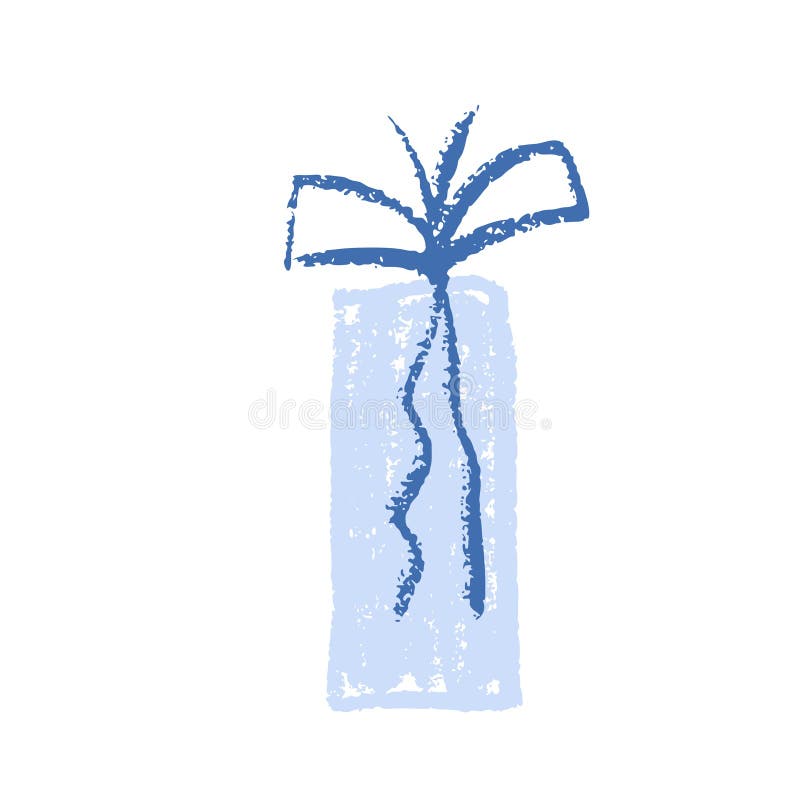 Crayon Gift Box. Scribble Style Blue Rectangle Festive Present Chalk ...