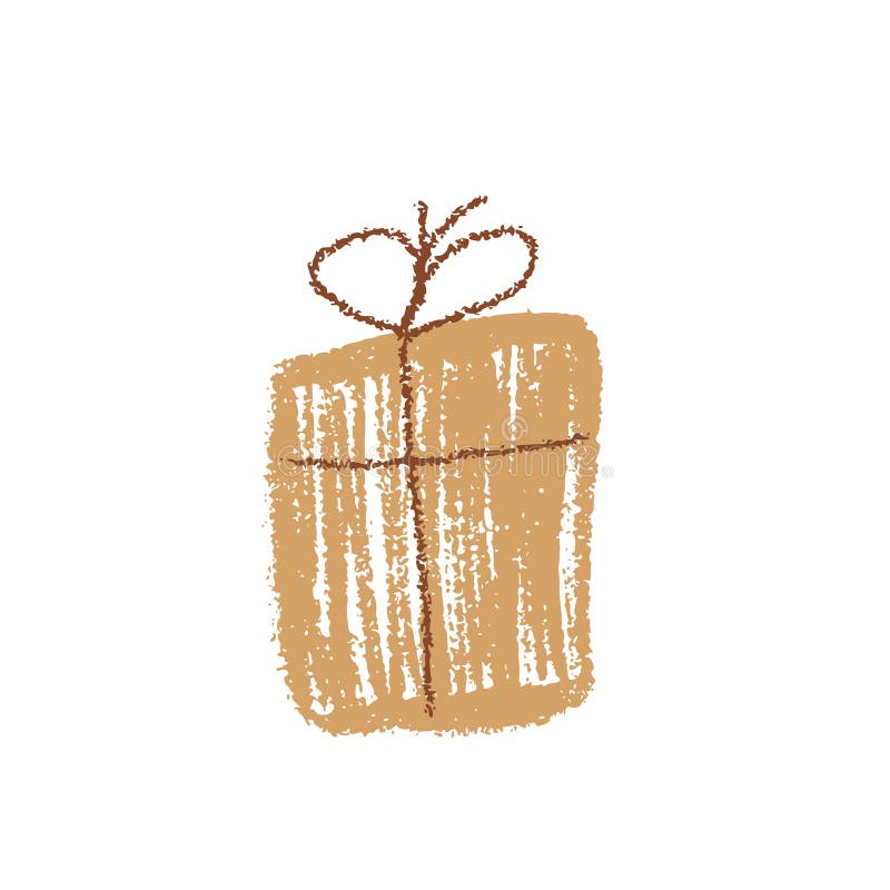 Crayon Gift Box. Scribble Style Festive Present Chalk Drawing Holiday ...