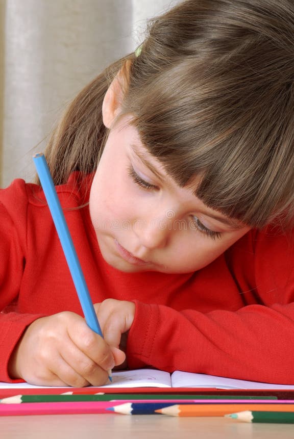 Crayon Girl. stock image. Image of education, coloring - 21944029
