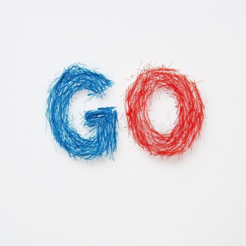 Crayon "GO" in Blue and Red Strokes with Textured Style Stock Image ...