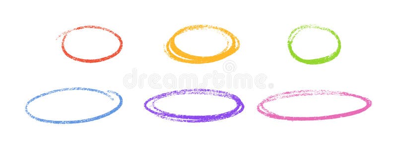 Crayon Highlight Multicolored Oval Frames. Chalk Textured Shapes with ...