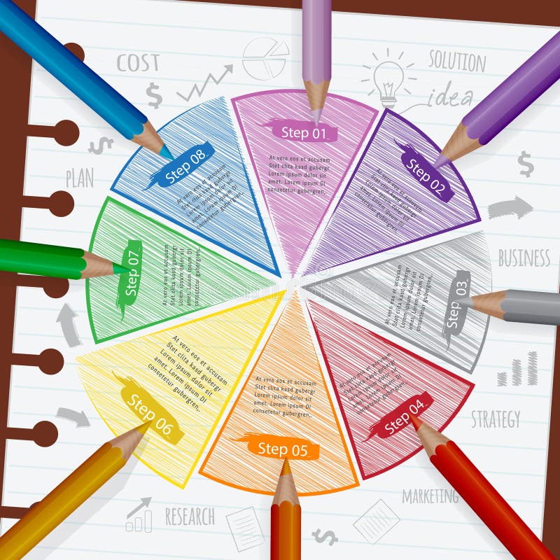 Crayon Infographic Concept Design. Stock Vector - Illustration of flat ...