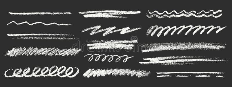 Crayon Line Stroke Vector Set. Chalk Scribble Underline Shapes ...