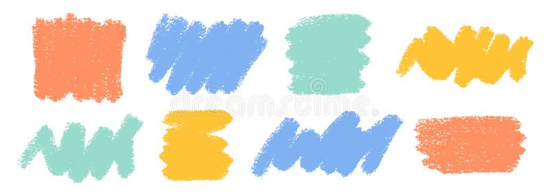 Crayon Line Stroke Vector Set. Chalk Scribble Underline Shapes ...