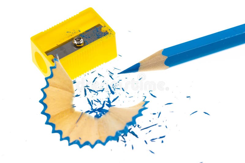 Crayon or Pencil and Sharpener Isolated on White Background Stock Image ...