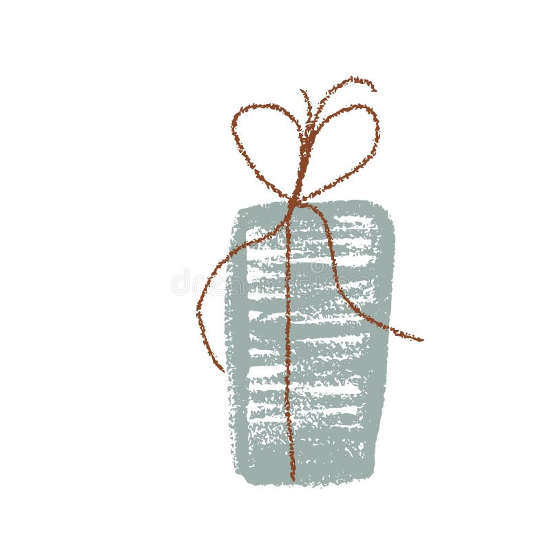 Crayon Rectangle Gift Box. Scribble Style Festive Present Chalk Drawing ...