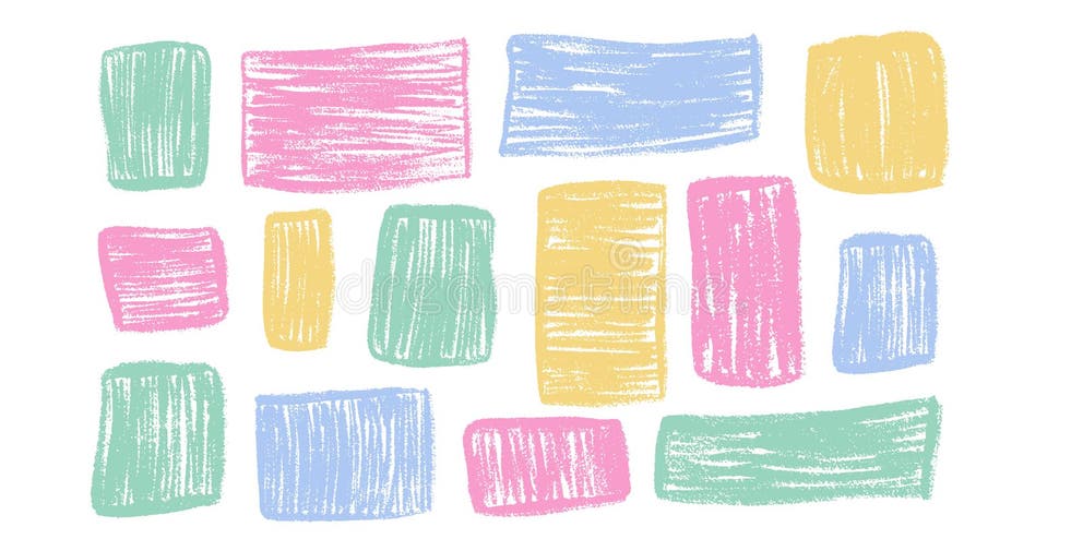 Crayon Rectangle Shape for Text. Chalk Blank Templates. Scribble Naive ...