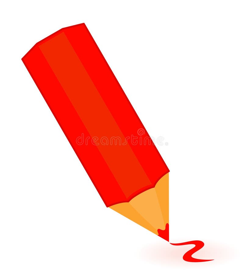 Crayon Rouge Sur Le Fond Blanc Illustration de Vecteur - Illustration ...