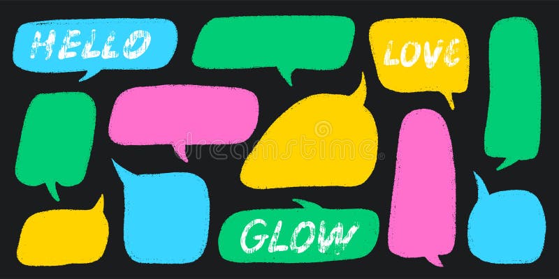 Crayon Speech Bubble Frame. Vector Chalk Talk Balloon. Colorful Dialog ...