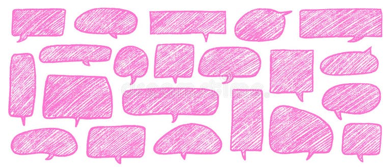 Crayon Speech Bubble Frame. Vector Chalk Talk Balloon. Colorful Dialog ...