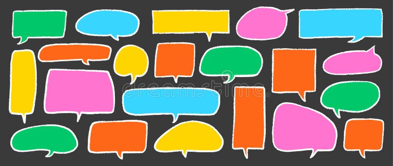 Crayon Speech Bubble Frame. Vector Chalk Talk Balloon. Colorful Dialog ...