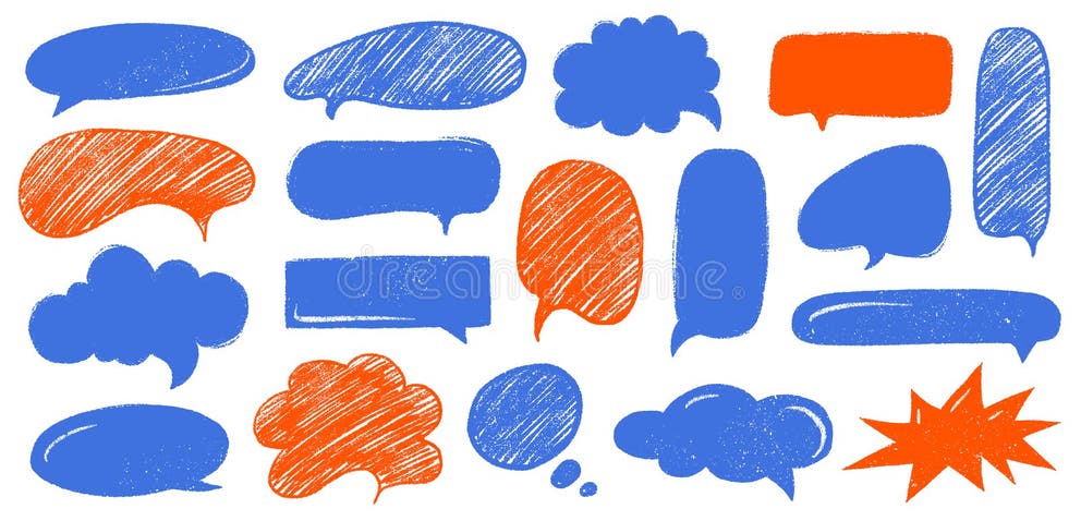 Crayon Speech Bubble Frame. Vector Chalk Talk Balloon. Colorful Dialog ...