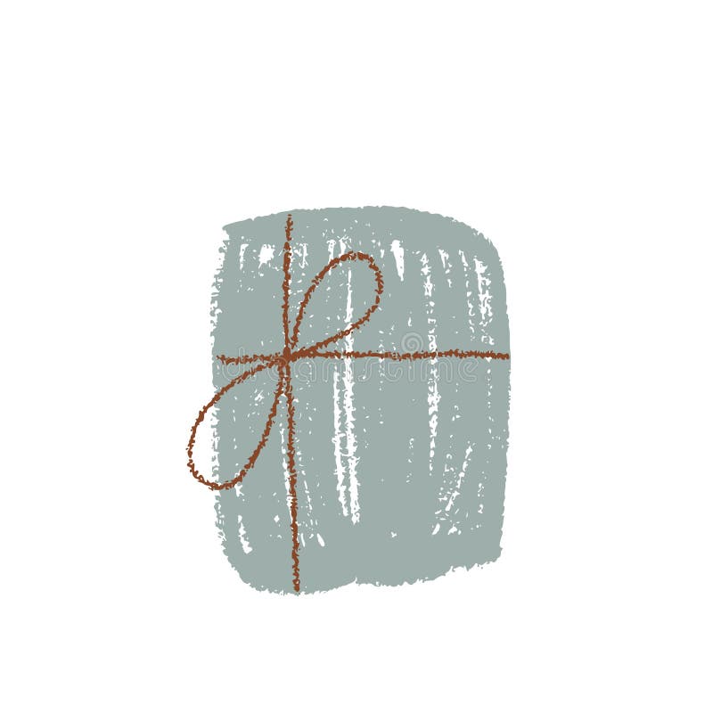 Crayon Square Gift Box. Scribble Style Festive Present Chalk Drawing ...