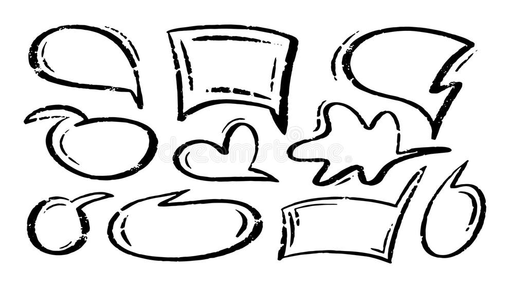 Chalk Speech Bubble Set. Crayon Dialogue Cloud Frame by Pencil. Talk ...