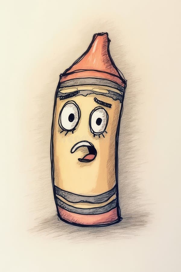 Crayon with a Surprised Face Drawn on it Stock Photo - Image of ...