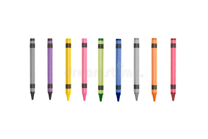 Crayons in a row stock image. Image of green, white, school - 4987153